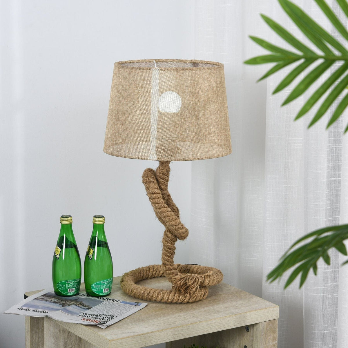 Rope Knot Table Lamp with Beige Fabric Lampshade | Green4Life